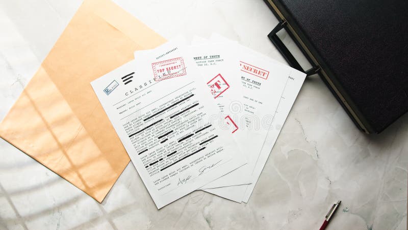 Top Secret Documents on Table Stock Photo - Image of information ...