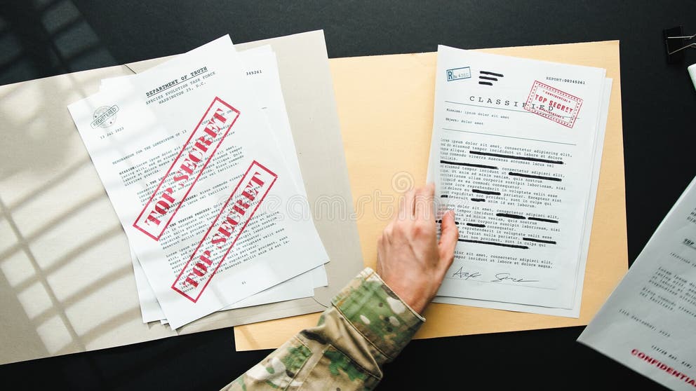 Top Secret papers on desk stock image. Image of documents - 341236055
