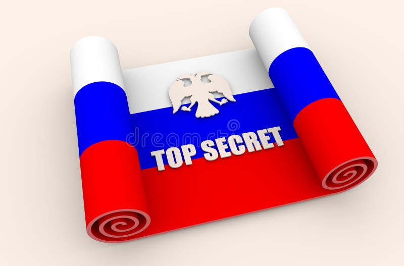 Top Secret Text on Paper Scroll Textured by Russian Flag Stock ...