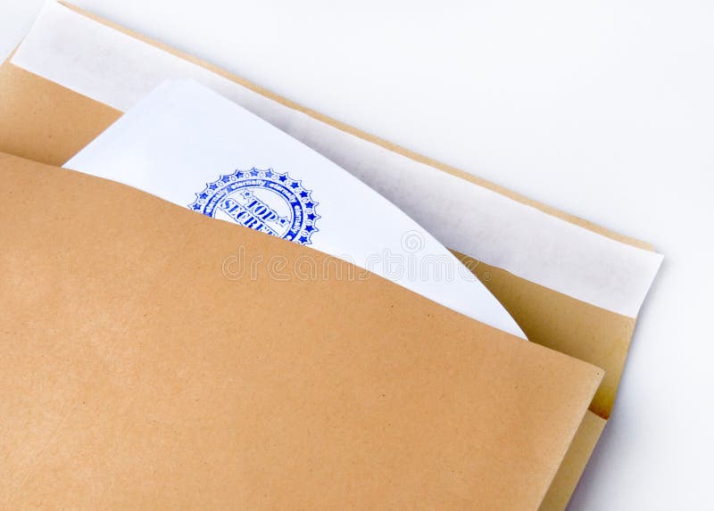 La Busta Di Carta Ha Timbrato Top-secret Con Il Papiro Fotografia Stock ...