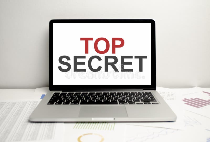 Top Secret Word Text on the Laptop Screen Stock Photo - Image of cover ...