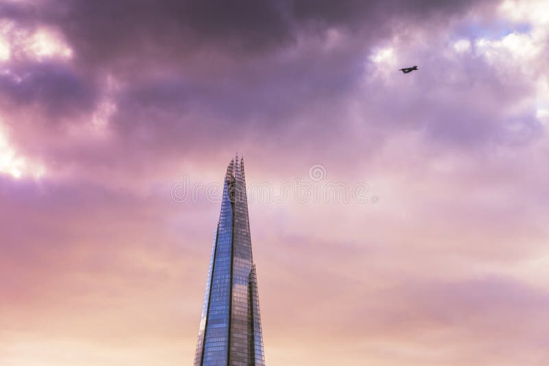 Top of the Shard Skyscraper Against a Beautiful Colored-sky at Sunset ...