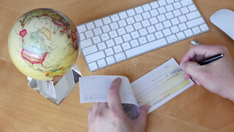 Business Man Writing a Cheque Stock Video - Video of calculator ...