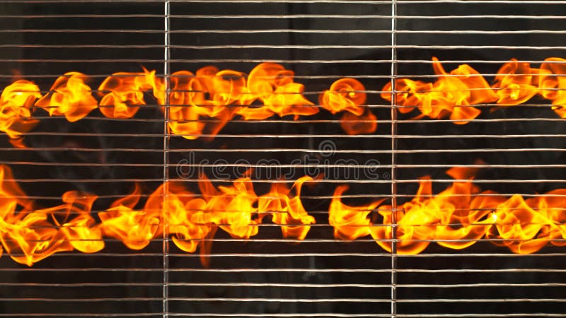 Top Shot of Grill Grate with Fire Flames Stock Image - Image of dark ...