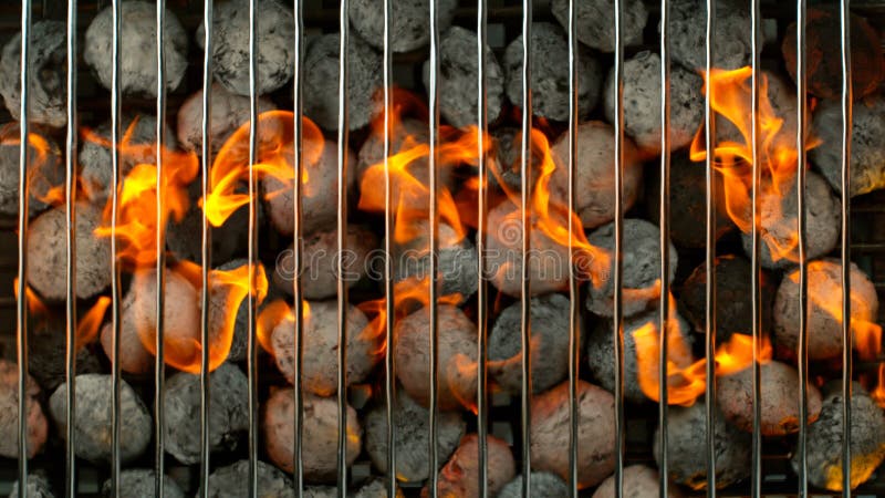 Top Shot of Grill Grate with Fire Flames Stock Photo - Image of ...