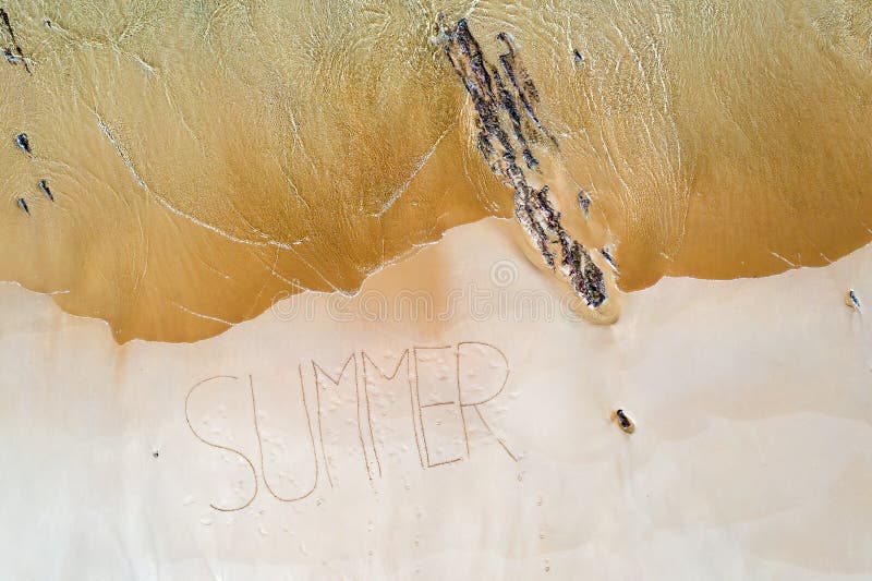 Top Shot from Handwritten Summer on the Beach Stock Image - Image of ...