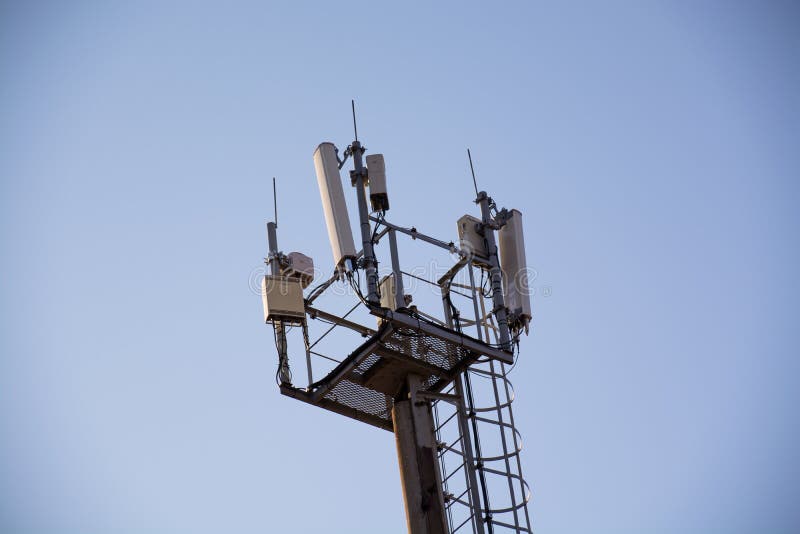 Top Side of Mast with an Equipment for Cellular Communication. Stock ...