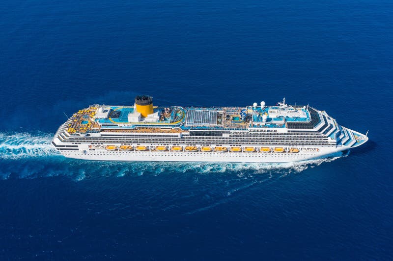 Top Side View of a Beautiful Cruise Liner in the Sea Stock Image ...