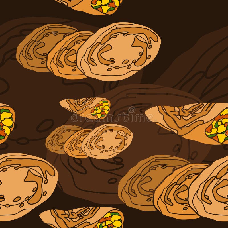 Top Side View Indian Masala Dosa Vector Illustration Dark Background ...