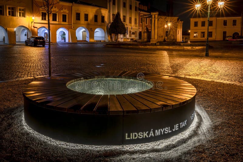 Top Square in Winter without Snow Evening in Prerov CZ 01 24 2024 ...