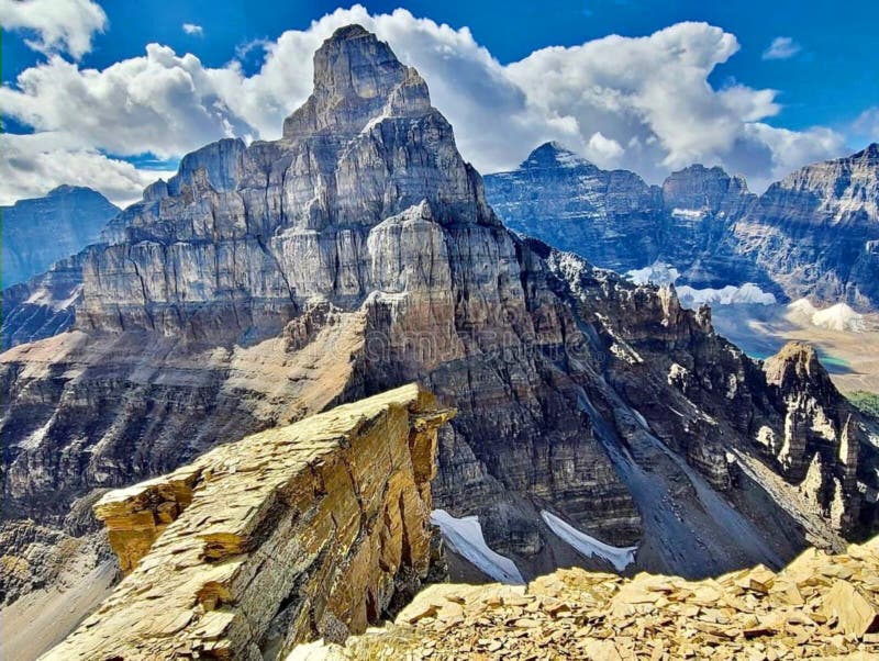Top Standing Mountain View of Mount Temple Stock Photo - Image of ridge ...
