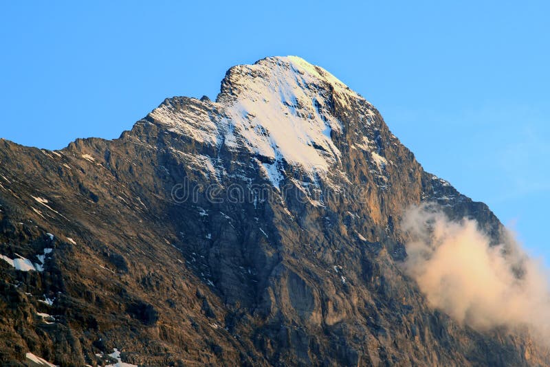 Top of the Sunny Swiss Eiger Against Blue Sky Stock Image - Image of ...