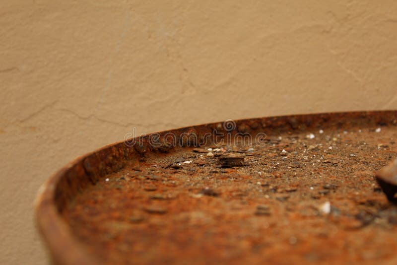 Top Surface of a Rusty Corroded Barrel with a Small Shovel Head Stock ...