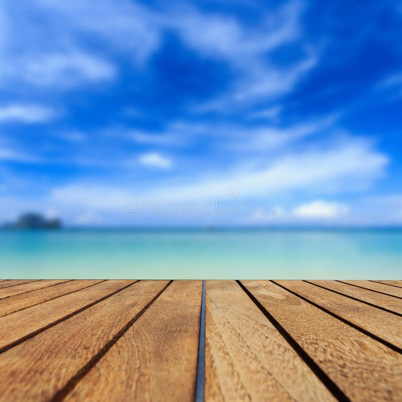 Top Teak Wood Table View Sea Blue Sky Stock Photos - Free & Royalty ...