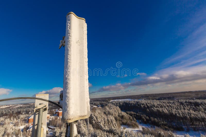 Top of Telecommunication Tower with Vertical Panel Antennas and Remote ...