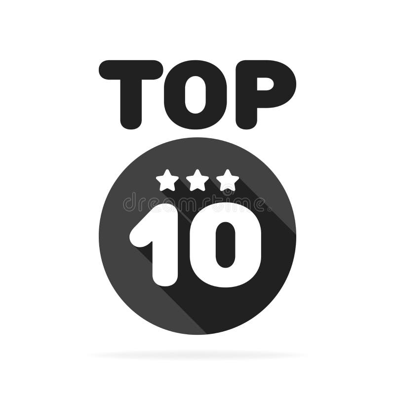 Top Ten 10 Black and White Circle Badge Icon. Vector Illustration Stock ...