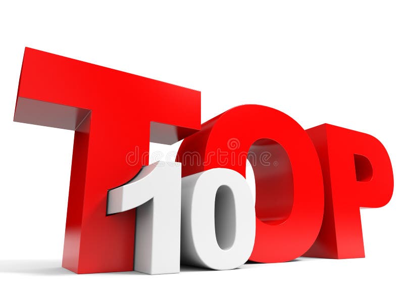Top 10. Ten. Red 3d text. stock illustration. Illustration of top10 ...