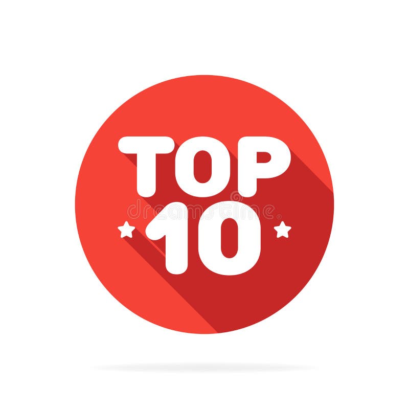 Top Ten 10 Red and White Circle Badge Icon. Vector Illustration Stock ...