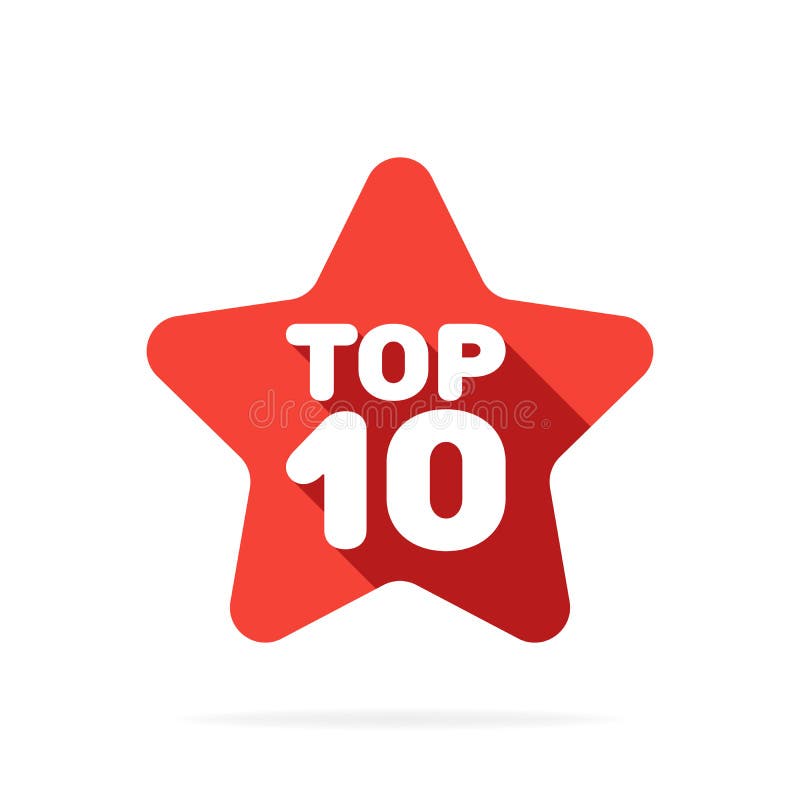 Top Ten 10 Red and White Star Badge Icon. Vector Illustration Stock ...