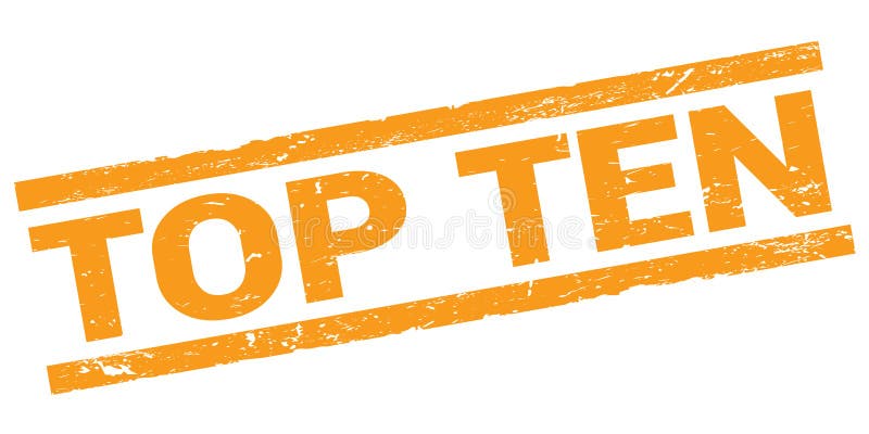 TOP TEN Text on Orange Rectangle Stamp Sign Stock Illustration ...