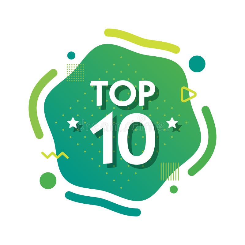 Top 10 Ten Words on Green Abctract Background. Vector Illustration ...