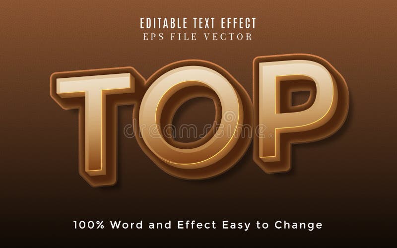 Top Text, Brown Background, 3d Style Editable Text Effect Stock Vector ...