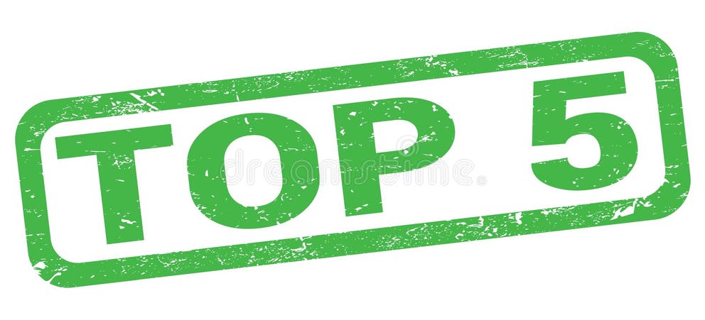 TOP 5 Text Written on Green Rectangle Stamp Stock Illustration ...