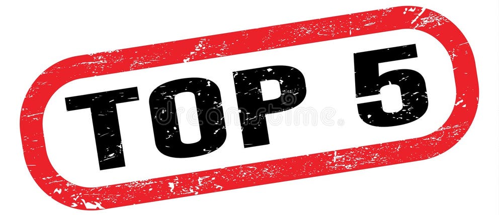 TOP 5, Text Written on Red-black Stamp Sign Stock Illustration ...