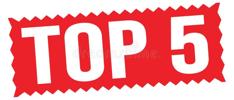 TOP 5 Text Written on Red Stamp Sign Stock Illustration - Illustration ...