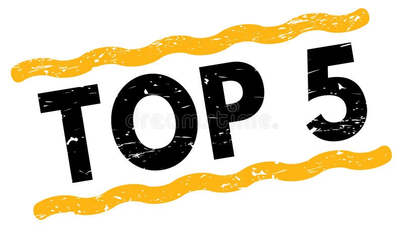 TOP 5 Text on Yellow-black Lines Stamp Sign Stock Illustration ...