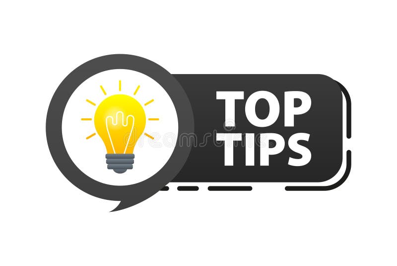 Top Tips Label with Light Bulb. Helpful Tricks, Tooltip Stock Vector ...