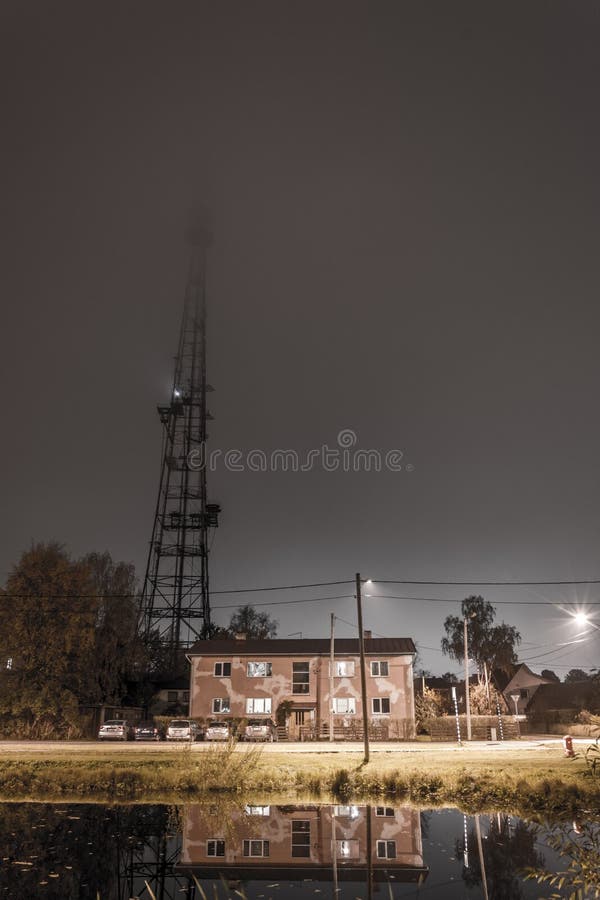 Top of the Tower Going into Mist Stock Photo - Image of view, night ...
