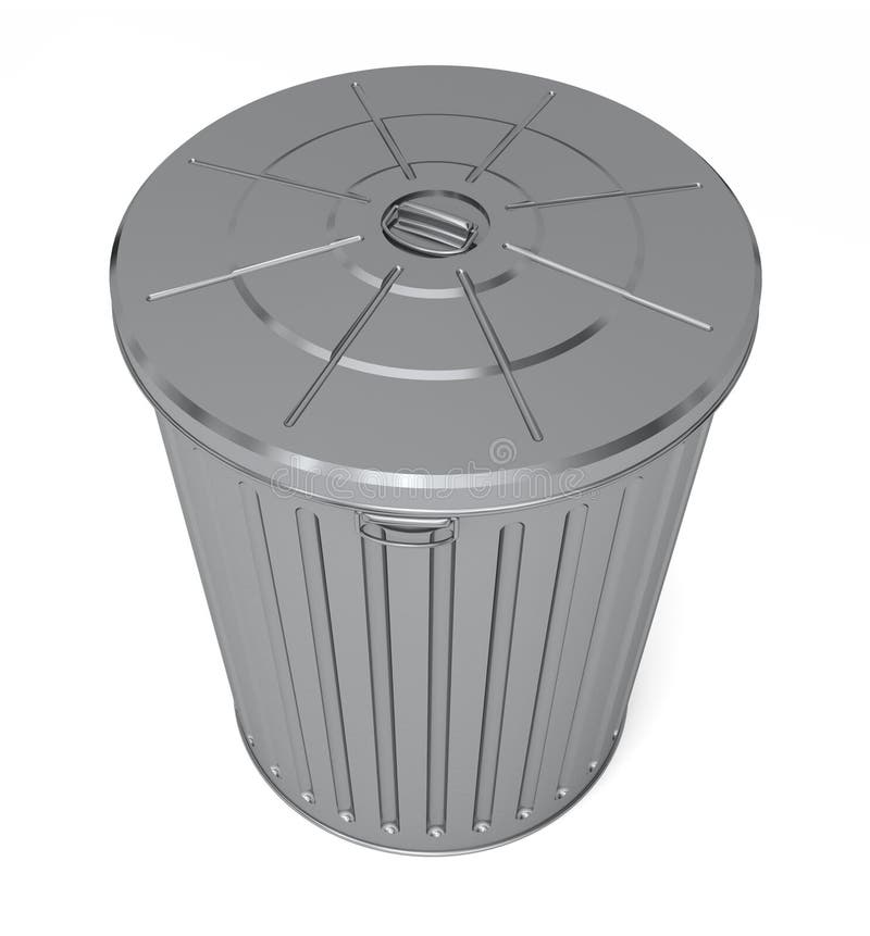 Steel Trash Can Lid Off stock illustration. Illustration of white ...