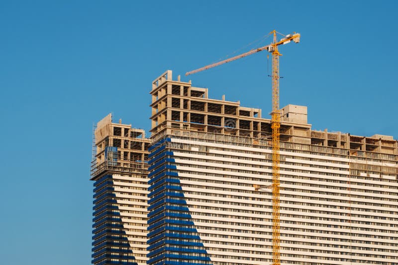 Top of the Unfinished Apartment High Building Construction Site Stock ...