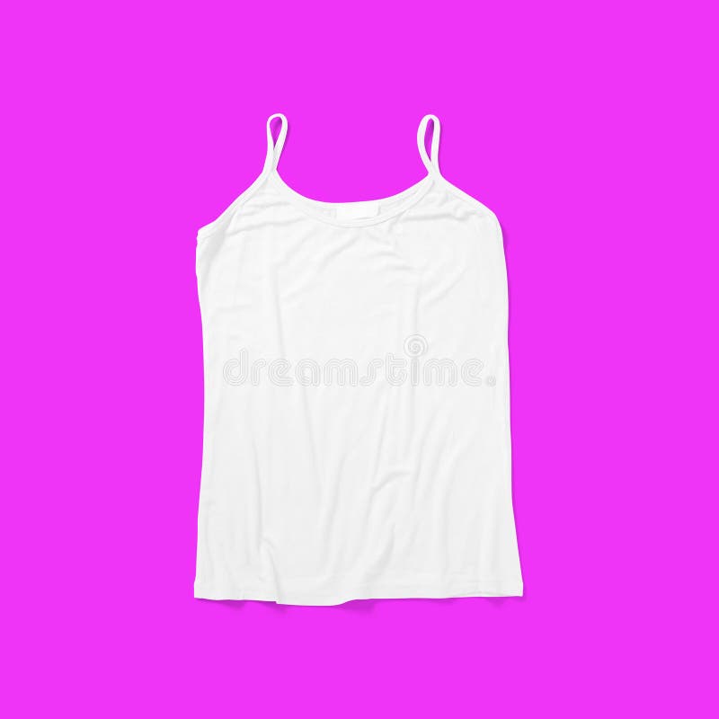 Top Up Up View White Tank Top on Purple Background. Suitable for Your ...