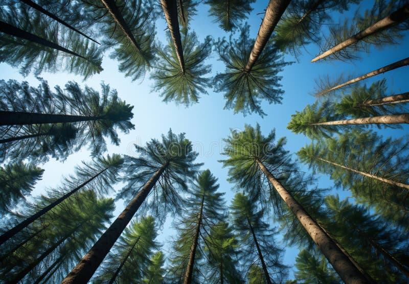 Top of Very Tall Trees Seen from Below Stock Illustration ...