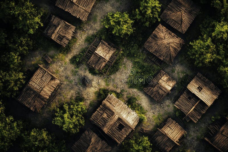 Top View of an Abandoned Village Map for Video Gaming. Generative AI ...