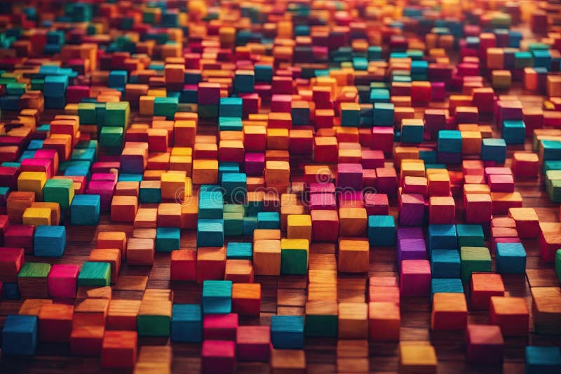 Top View Abstract Geometric Rainbow Colors Cubes Background. Ai ...