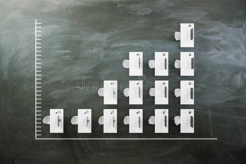 Top View of Abstract Office Desk Business Graph on Chalkboard ...