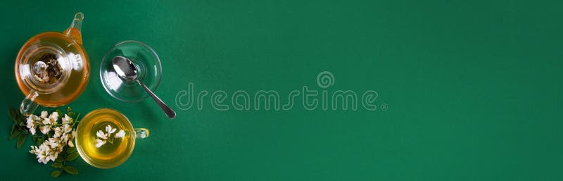Top View of Acacia Tea. Banner Stock Image - Image of energy, acacia ...