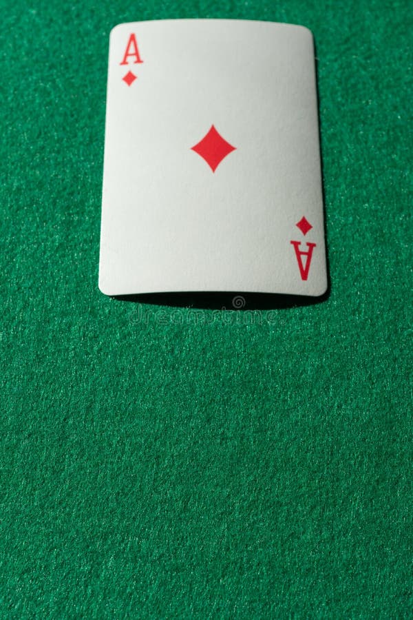 Top View of Ace of Red Spades on Green Mat To Play Vertically Stock ...