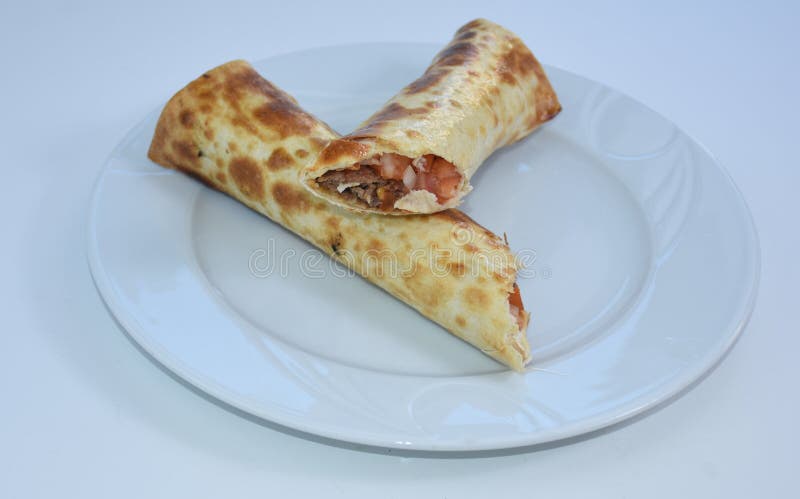 Adana Kebab Wrap Served on Plate Stock Photo - Image of pancake, baked ...