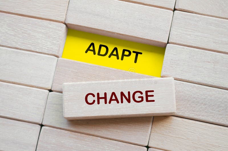 Top View of Adapt Change Text on Wooden Blocks. Business Adaption ...