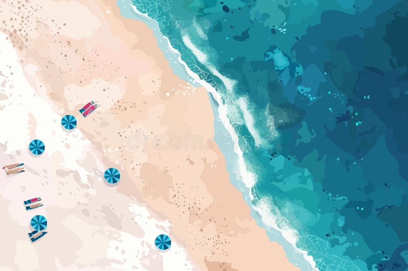 Top View Aerial Shot of Beach Isolated Vector Style Stock Vector ...