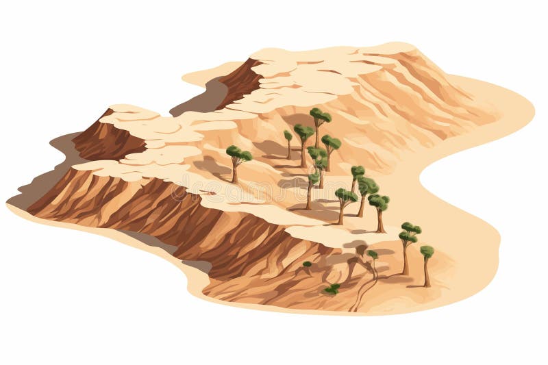 Top View Aerial Shot of Desert Vector Flat Isolated Illustration Stock ...