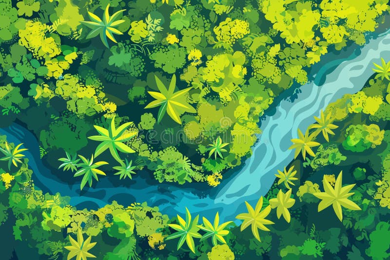 Top View Aerial Shot of Jungle Isolated Vector Style Stock Vector ...