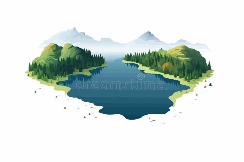Top View Aerial Shot of Lake Vector Flat Isolated Illustration Stock ...