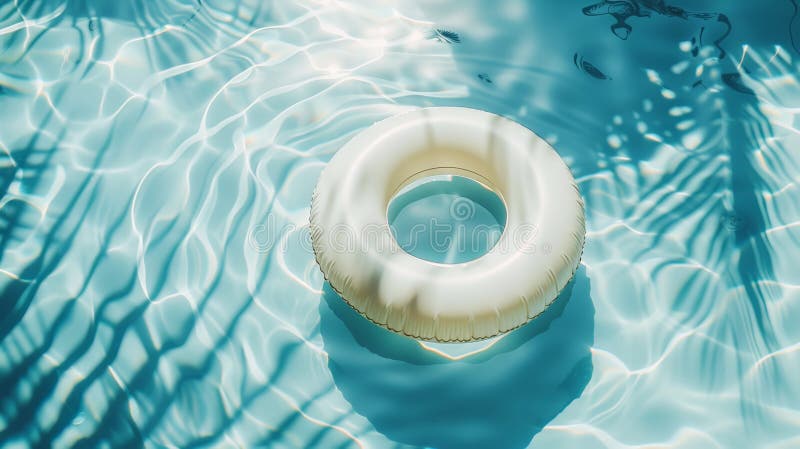 Top View of Aesthetic White Inflatable Ring on Crystal Pool Water ...