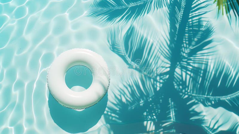 Top View of Aesthetic White Inflatable Ring on Crystal Pool Water ...