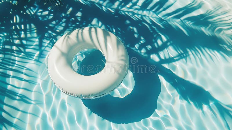 Top View of Aesthetic White Inflatable Ring on Crystal Pool Water ...